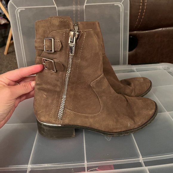 Calvin Klein | Shoes | Calvin Klein Greige Combat Boots With Silver ...